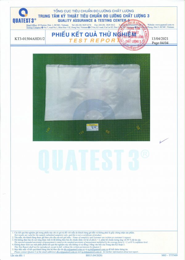 Test report of HD plastic bag at Quality assurance & testing center 3 ...